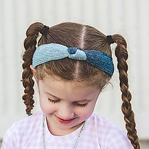 FROG SAC 3 Top Knot Headbands for Girls, Cute Knotted Headband Pack, Two Tone Hair Accessories in Blue, Pink, Purple, Boho Fashion Headbands for Kids Ages 5-12