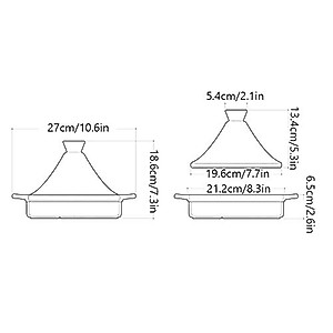 Casserole Dish ZYF Ceramic Tagine Pot, Tajine Cooking Pot Ceramic Pots for Cooking and Stew Casserole Slow Cooker with 2 Handle and Lid for Home Kitchen,Red