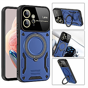 Ephoou Case for Xiaomi Redmi Note 12 4G with Ring Kickstand, Lens All-Inclusive Protection New Large Window Shockproof Anti-Scratch Armor Cover Case for Xiaomi Redmi Note 12 4G YD-Black