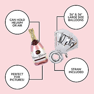 Bachelorettesy 28pc Bachelorette Party Decorations Kit for Bride to Be, Bridal Shower Decorations, Engagement Party – Balloons, Sash, Foil Backdrop Curtain (Rose Gold)