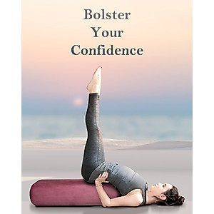 Tumaz Yoga Bolster Set - Rectangular Yoga Bolster Pillow for Restorative Yoga, Soft Meditation Pillow with Carry Handle and 8-Feet Yoga Strap, Machine Washable Cover