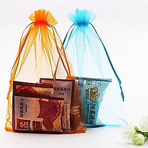 SumDirect Big Organza Gift Bags - 100Pcs 8x12 Inches Big Mesh Bags, Christmas Organza Gift Party Favor Bags with Drawstring