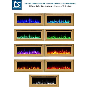 Touchstone Fireplace and TV Mount Bundle - Sideline Deluxe™ 60 Inch Wide Gold Smart Electric Fireplace and Low Profile TV Wall Mount Bracket