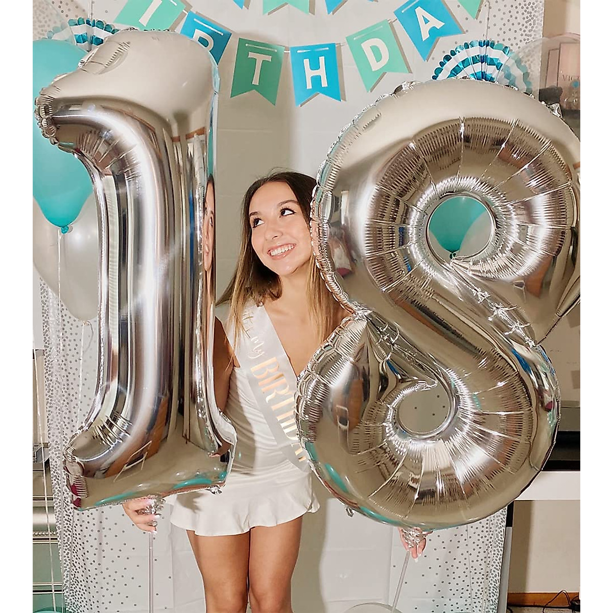 Docooniver 2 Pack It's my Birthday Sash for Women,Black and White Sashes with Gold and Rose gold Writing.