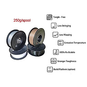 Maths PLA+ 3D Printer Filament 1.75mm (±0.02 mm), 0.25Kg/Spool, Total 1Kg/2.2lb, Independent Vacuum Package. 4 Colors Pack for 3D Printer & 3D Pen-Golden(Dark), Silver, Black, White