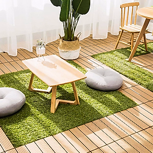 GROWNEER 1.57" H Interlocking Artificial Grass Tiles, 12" x 12" 9 Pcs Fake Grass Deck Turf Tiles with Upgrade Interlocking System Self-draining for Pet Indoor/Outdoor, Backyard, Patio