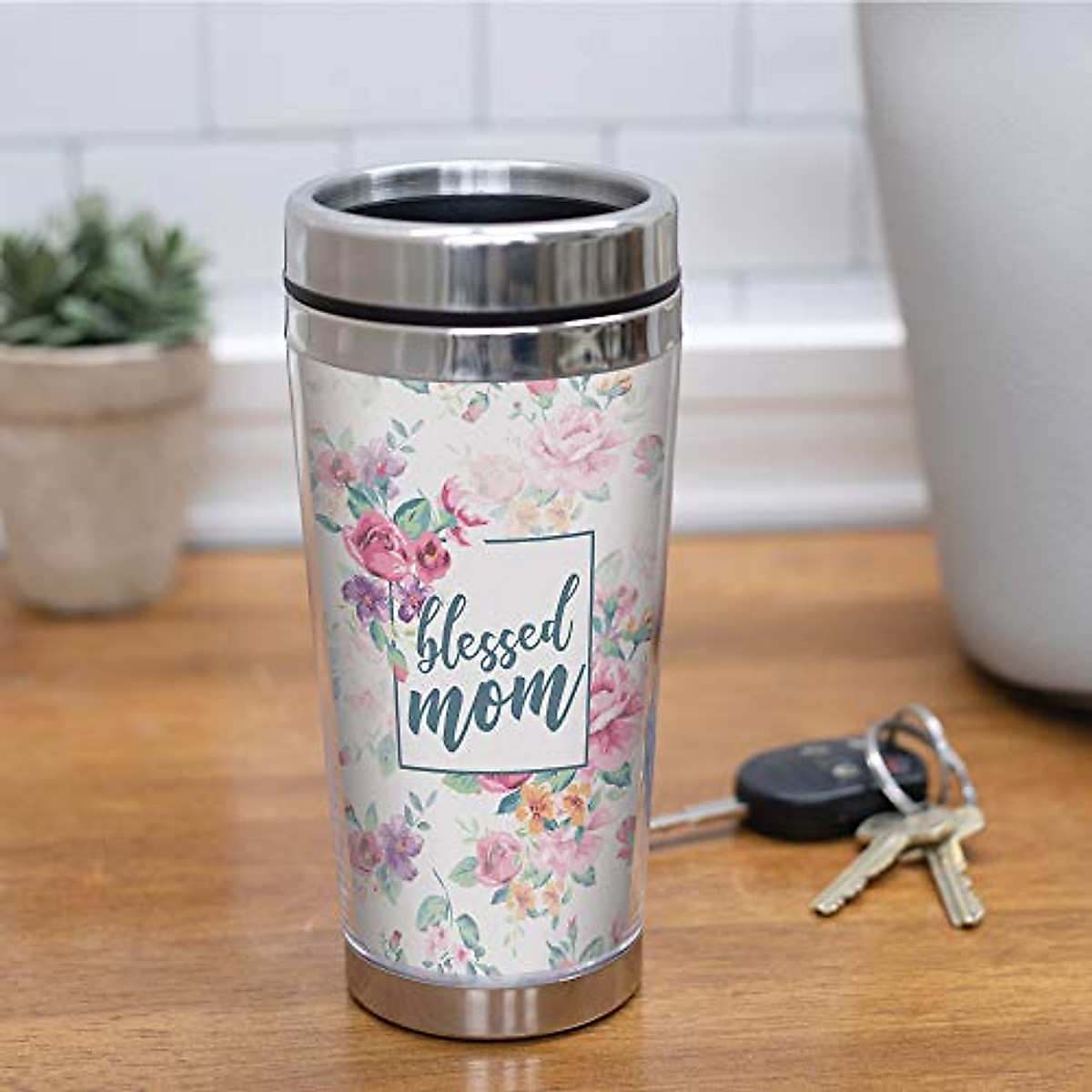 Blessed Mom Stainless Steel 16 oz Travel Mug with Lid