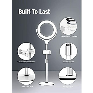 elitehood 8’’ Ring Light for Computer & Video Conference Lighting Kit, Desk LED Circle Light with Stand & Phone Holder for Zoom Call Lighting, Webcam Camera Meeting, Office Laptop Video Conferencing