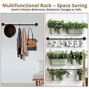 HOMGEN Kitchen Utensils Rack, 100cm Kitchen Retro Rail Wall Mounted Rack with 15 Hooks Organiser Kitchen Utensils Rack Mugs Wall Mounted Hanging Rail Rack Kitchen Pot Pan Hanging Rack for Kitchen