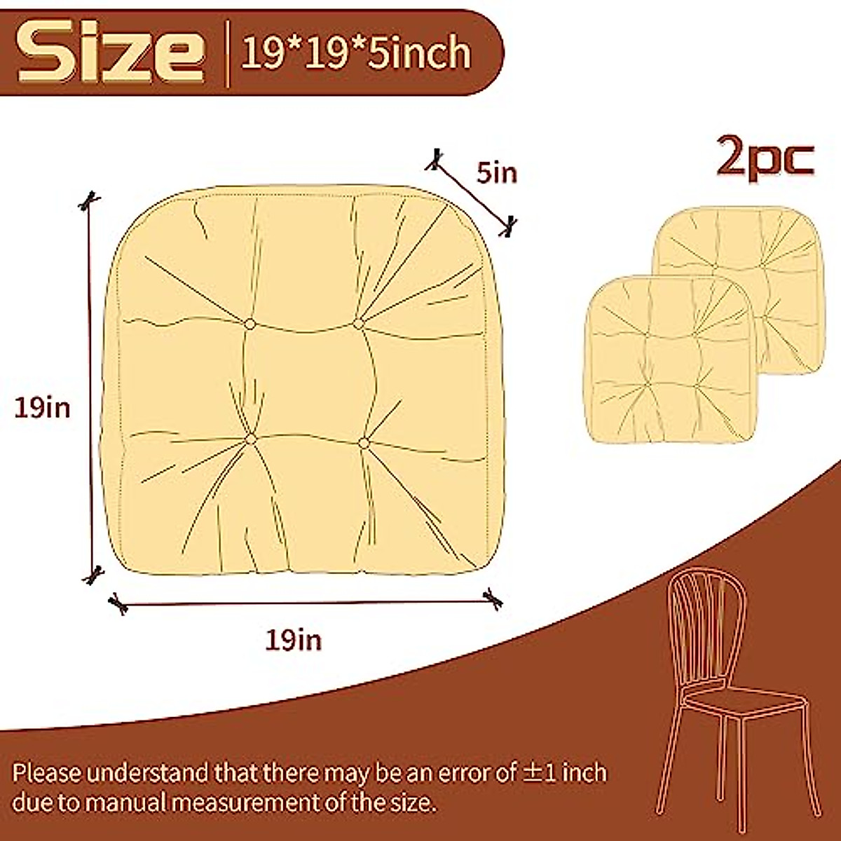 Focuprodu Set of 2 Outdoor Chair Cushions 19x19 Thickened and Durable Patio Furniture Cushions, All-Weather Wicker Chair Cushions for Outdoor/Indoor Use (Vermillion)