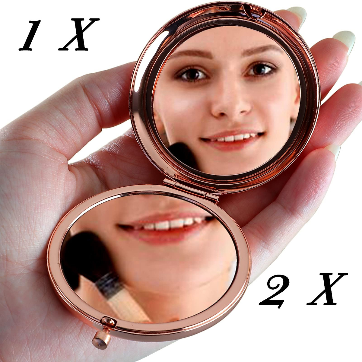 70th Birthday Ideas Rose Gold Compact Cute for Purse Travel Folding Hand Mirror for Grandma Wife Teacher Best Friend BFF 70 Birthday Gifts Women