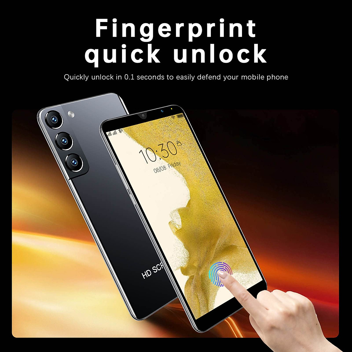 2023 Smartphone, Android Telephone S22+ 3G Smartphone Deca Core 512MB ROM 4GB RAM Mobile Phone US PLug with Earphone, Holiday Gift for Family (BLACK)