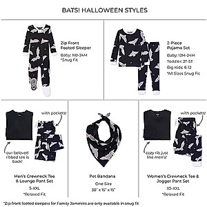 Burt's Bees Baby Baby Kids 2-Piece Family Jammies Matching Holiday Organic Cotton Pajamas, Halloween Bats, 6 Years