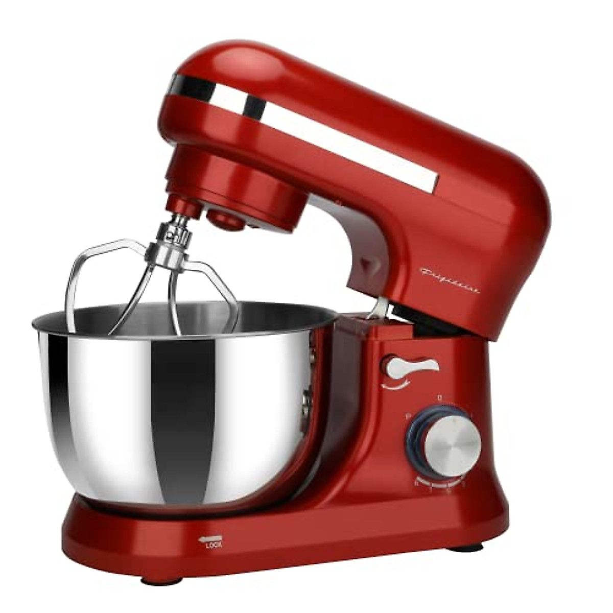 FRIGIDAIRE ESTM020-RED Retro Electric Stand Mixer, 4.75 Quart / 4.5L, 8 Speeds with Whisk, Dough Hook, Flat Beater Attachments, Splash Guard (RED)