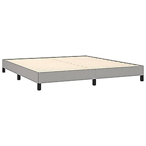 vidaXL Bed Frame Home Indoor Bedroom Bed Accessory Wooden Upholstered Double Bed Base Furniture Light Gray 72"x83.9" California King Fabric