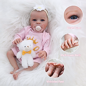 WOOROY Realistic Reborn Baby Dolls - 16 Inch Lifelike Newborn Preemie Baby Dolls Girl Handmade Real Life Baby Dolls Soft Cloth Body Gift Toy for Kids Age 3+