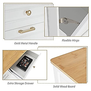 Anbuy Double Kitchen Trash Cabinets Dual Tilt Out Trash Cabinet with Two Wood Hideaway Trash Holder Drawers, Free Standing Recycling Cabinet Trash Can Holder (Upgrade White)