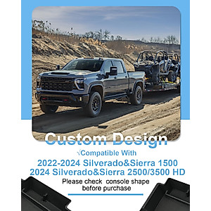 WEIPIN Console Organizer Tray 【Perfectly Tidy】 for 2023-2024 Silverado&Sierra 1500 and 2024 Chevy Chevrolet Silverado&GMC Sierra 2500HD 3500HD Accessories (Full Console w/Bucket Seats ONLY) - Black