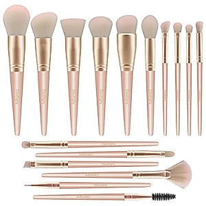 Makeup Brushes,Daubigny 16Pcs Silver Premium Synthetic Makeup Brush Set with Professional Foundation Brushes Powder Concealers Eye shadows Blush Makeup Brush for Perfect Makeup(Pink)
