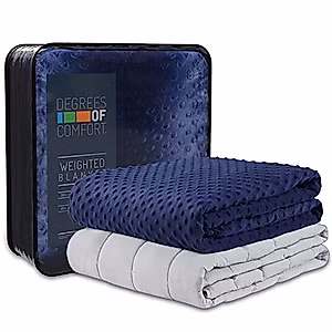Degrees of Comfort Coolmax Weighted Blanket with Washable Cover Twin Size | 1 x Cozyheat Minky Plush Cover Included, Micro Glass Beads Technology | 48x72 12 lbs Navy