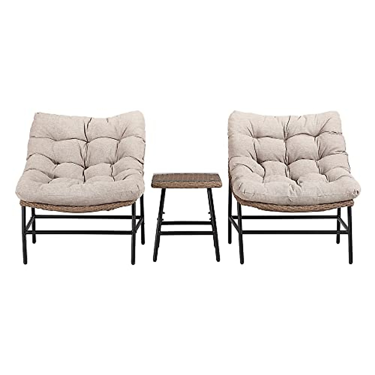 Papasan Scoop Outdoor Patio Chairs, Set of 2 - Natural