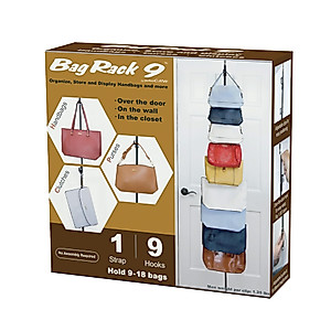 Perfect Curve Over-The-Door Handbag and Purse Organizer for 9 Bags. Black.