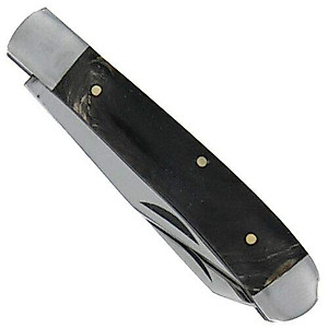 Trapper Slipjoint Black Faux Bone Handle Pocket Stainless Steel Fixed Blade Knife