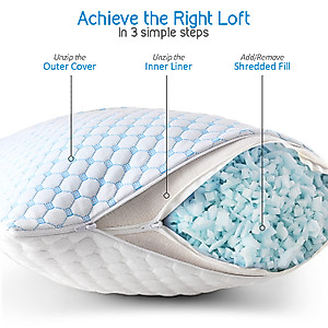 Nestl Cooling Body Pillow - Memory Foam Body Pillow, Cooling Body Pillows for Adults, Gel Infused Cooling Pillow, Adjustable Body Pillows for Sleeping, Breathable Bed Pillows, 20x54 Inch Long Pillow