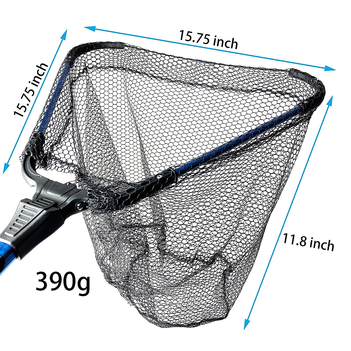 YHC Freshwater Saltwater Fishing Floating Fishing Net Extra Strong Foldable Fishing Net Rubber Coated Fish Landing Net Blue