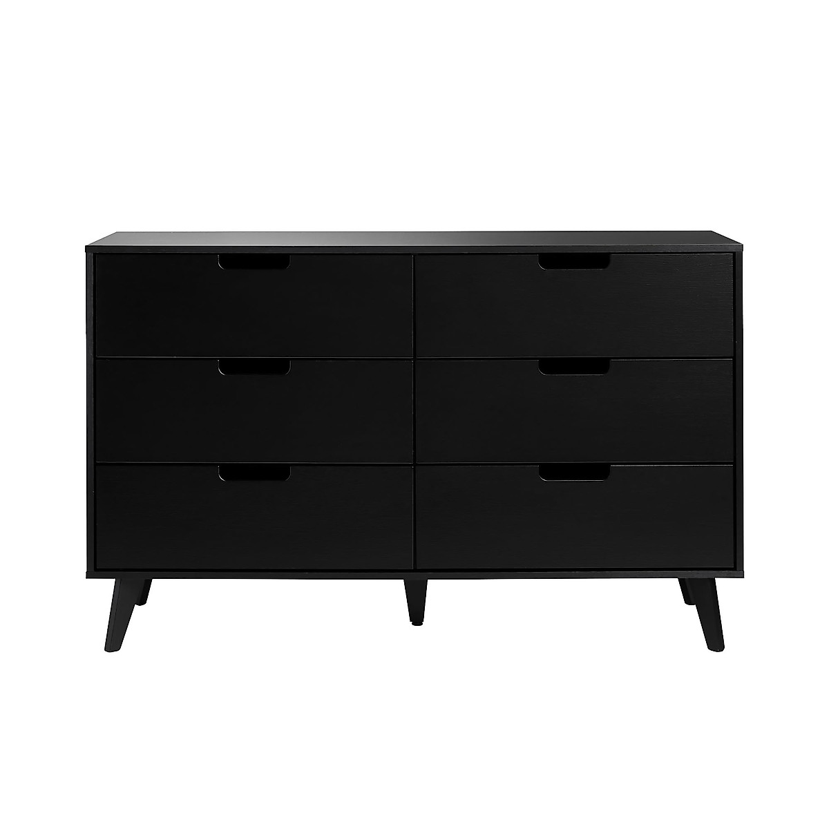Walker Edison Modern 6-Drawer Dresser Bedroom Storage Organizer, 52 Inch, Black