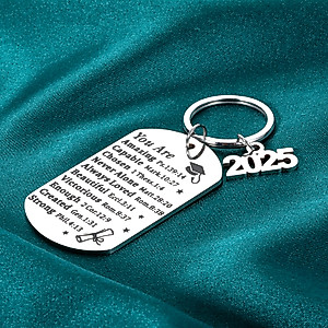 2025 Graduation gifts for Him Her Class of 2025 Keychain Graduation Gifts for Women Men Middle senior High School College Grad Student Nurse Daughter Son Degree Inspirational Religious Christian gift