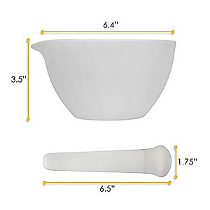 EISCO Porcelain Mortar & Pestle Set, 18oz (550ml) - Unglazed Grinding Surface - Excellent for Kitchen or Laboratory - Grinds Powdered Chemicals, Herbs & Spices - Pill Crusher - White Labs