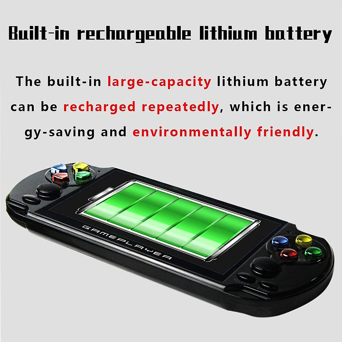 CZT 5.1-inch multi-function video game console color crystal buttons built-in 9600 games MP3MP4 lithium battery game archive AV OUT DV/DC hand-held gaming device (Black)