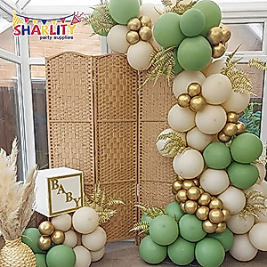 Sharlity 130PCS Sage Green Balloon Garland Arch Kit Olive Green Balloons Different Sizes 18 12 10 5 Inch for Baby Shower Jungle Safari Birthday Party Decorations