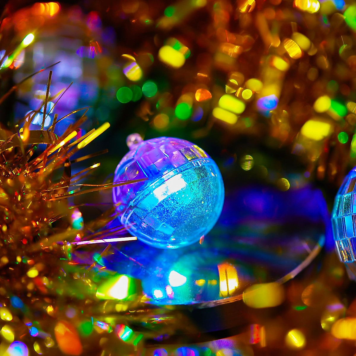 Crowye 12 Pcs Mini Disco Balls Decorations Light up LED Disco Balls Hanging Ornaments 70s 80s Disco Themed Party Supplies Dance Music Neon Christmas Party Favors