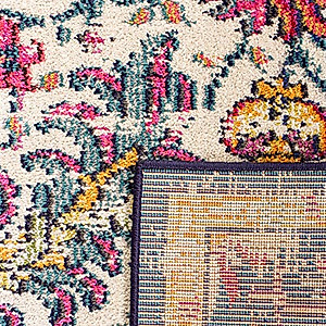 SAFAVIEH Madison Collection 8' x 10' Ivory / Orange MAD447A Boho Chic Medallion Distressed Non-Shedding Living Room Bedroom Dining Home Office Area Rug