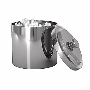 nu steel MR1H Merlot Collection Q-tip Holder, Bathroom Vanity Metal Storage Organiser, Canister, Jar Swabs, Round Cotton Balls, Shiny Chrome Finish