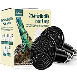 Makmzoon 2-Pack Ceramic Heat Emitter,100W Reptile Heat Lamp Bulb,Reptile Heat Lamp Ceramic Heater for Reptile,Brooder Chicken Coop Chameleon Turtle Birds Snakes