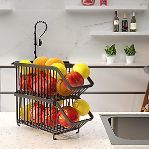 GILLAS 4 Pack Stackable Soda Can Organizer for Refrigerator, Can Holder Dispenser, Canned Food Storage Rack for Fridge, Kitchen, Countertops, Cabinets, Black