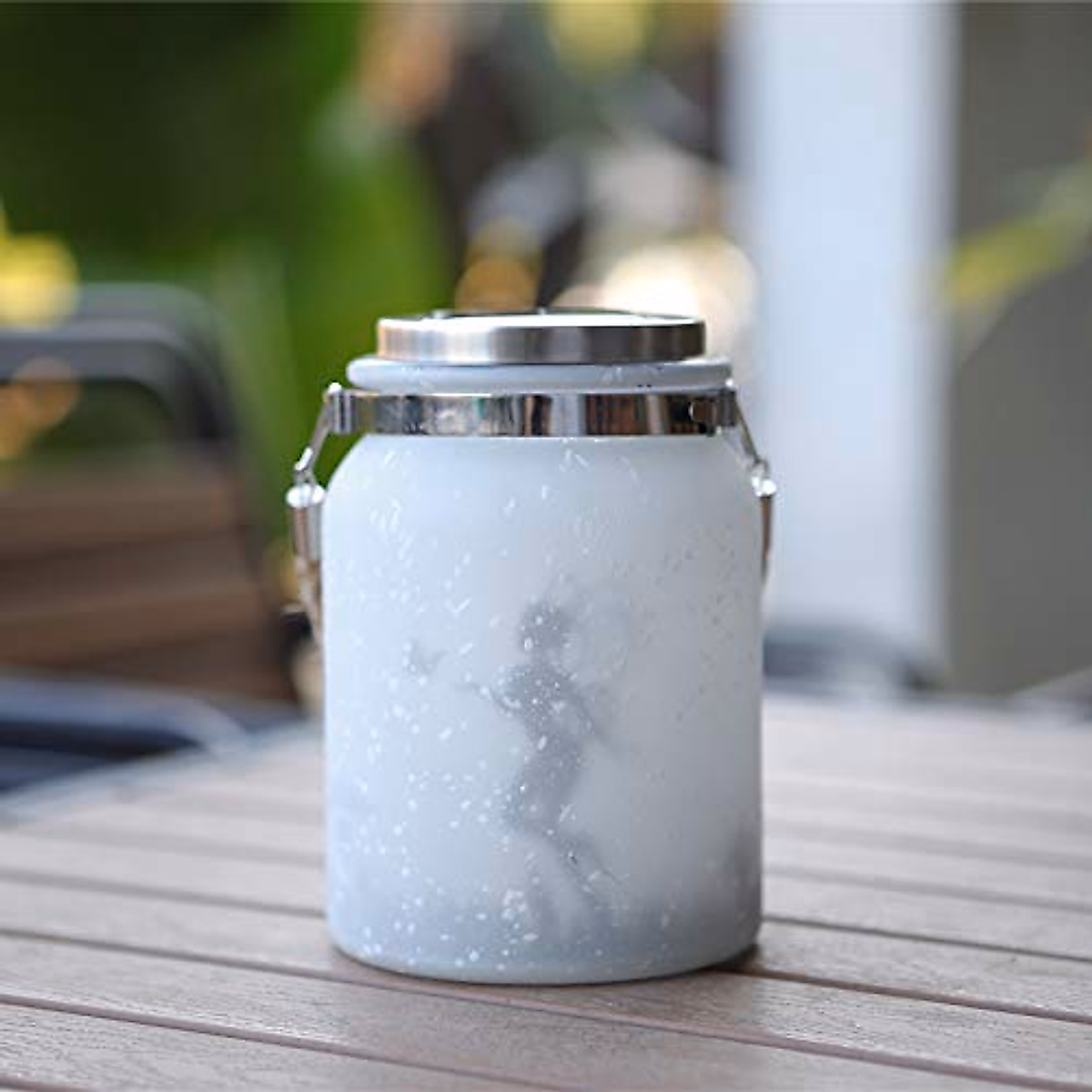 Solar Lantern Fairy Lights - 1 Pack Solar Frosted Glass Lantern Lights Solar Mason Jar Lights Waterproof Outdoor Lantern Decor for Tree Garden Patio Yard Table Holiday Party