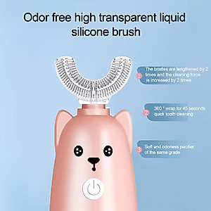 ZITIANY Waterproof Electric Toothbrush Kids, Toothbrush Electric U-Shaped Automatic Toothbrush with 2 Brush Heads