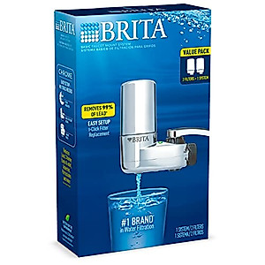 Brita Water Filter for Sink, Faucet Mount Water Filtration System for Tap Water, Reduces 99% of Lead, Chrome