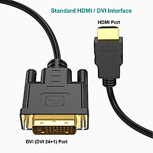 HDMI to DVI Cable 5-Pack, 6.6 Ft Bidirectional DVI-D to HDMI Male to Male High Speed Adapter Cable Support 1080P Full HD (5, Black)