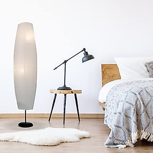 Lurrose Paper Floor Lamp Shade Contemporary Floor Lamps Japanese Style Standing Lamps Shade for Bedside Floor Lamp Living Room White