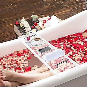 ZXMOTO Clear Bathtub Caddy Tray 33 Inch Acrylic Bathtub Tray Caddy Tray with Stainless Steel Handles