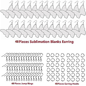 144 pcs Sublimation Earring Blanks Bulk MDF Animals Double-Sided Printing Halloween Christmas Sublimation Earring Blanks with Earring Hooks and Jump Rings (Butterfly)
