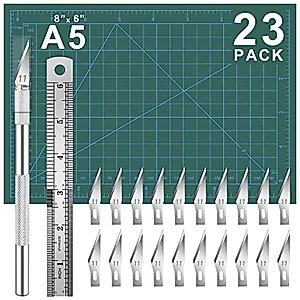 DIYSELF 23 Pack Craft Knife Precision Hobby Knife Kit, 1 Exacto Knife with 20 Spare Art Knife Blades for Art, Scrapbooking, Stencil