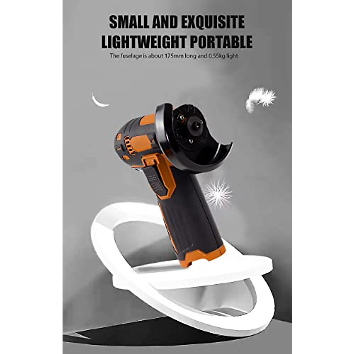 Weytoll 12V Cordless Brush Angle Grinder Kit, Grinding Disc 3/76mm, 19500rpm Electric Grinding Tool Mini Grinder Handheld Cutter with 2pcs 12V1300mAh Batteries and 6 Cutting Discs, Orange