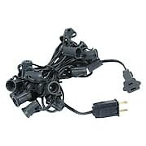 Novelty Lights 25 Foot String Light Set - Indoor/Outdoor Stringer Set for Christmas, Wedding Decor, Patios, & More - C9/E17 Intermediate Base (Green Wire, 12" Spacing)