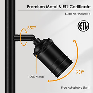 BoostArea Tree Floor Lamp, Industrial Floor Lamp, Modern Standing Lamp with Adjustable 3 Light, E26 Socket, Rotary Switch, Minimalist Metal Stand Up Lamp Pole Lamps for Living Room, Bedroom(No Bulbs)